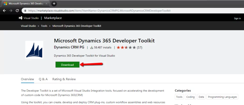 Installing Dynamics 365 Developer Toolkit in Visual Studio 2017