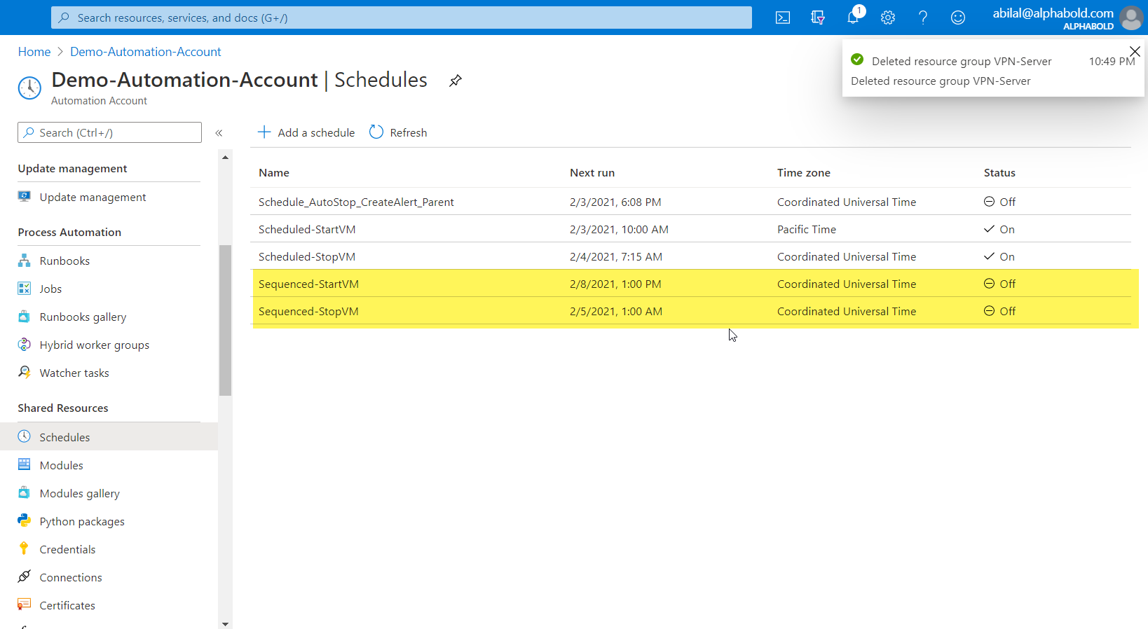 Automate Azure VM Start/Stop using Azure Automation | AlphaBOLD