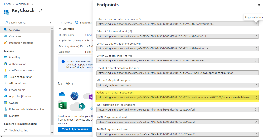 Configure Azure AD as a brokered Identity Provider in KeyCloak